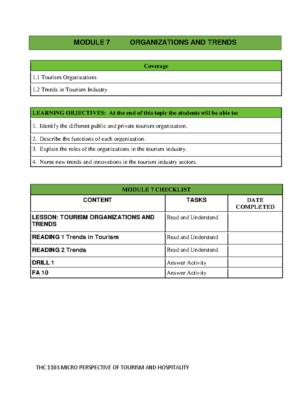 Module 7- Organizations and Trends - MODULE 7 CHECKLIST CONTENT TASKS ...