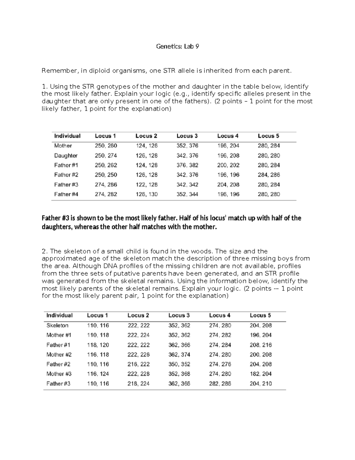 Lab 9 Genetics - practice - Genetics: Lab 9 Remember, in diploid ...