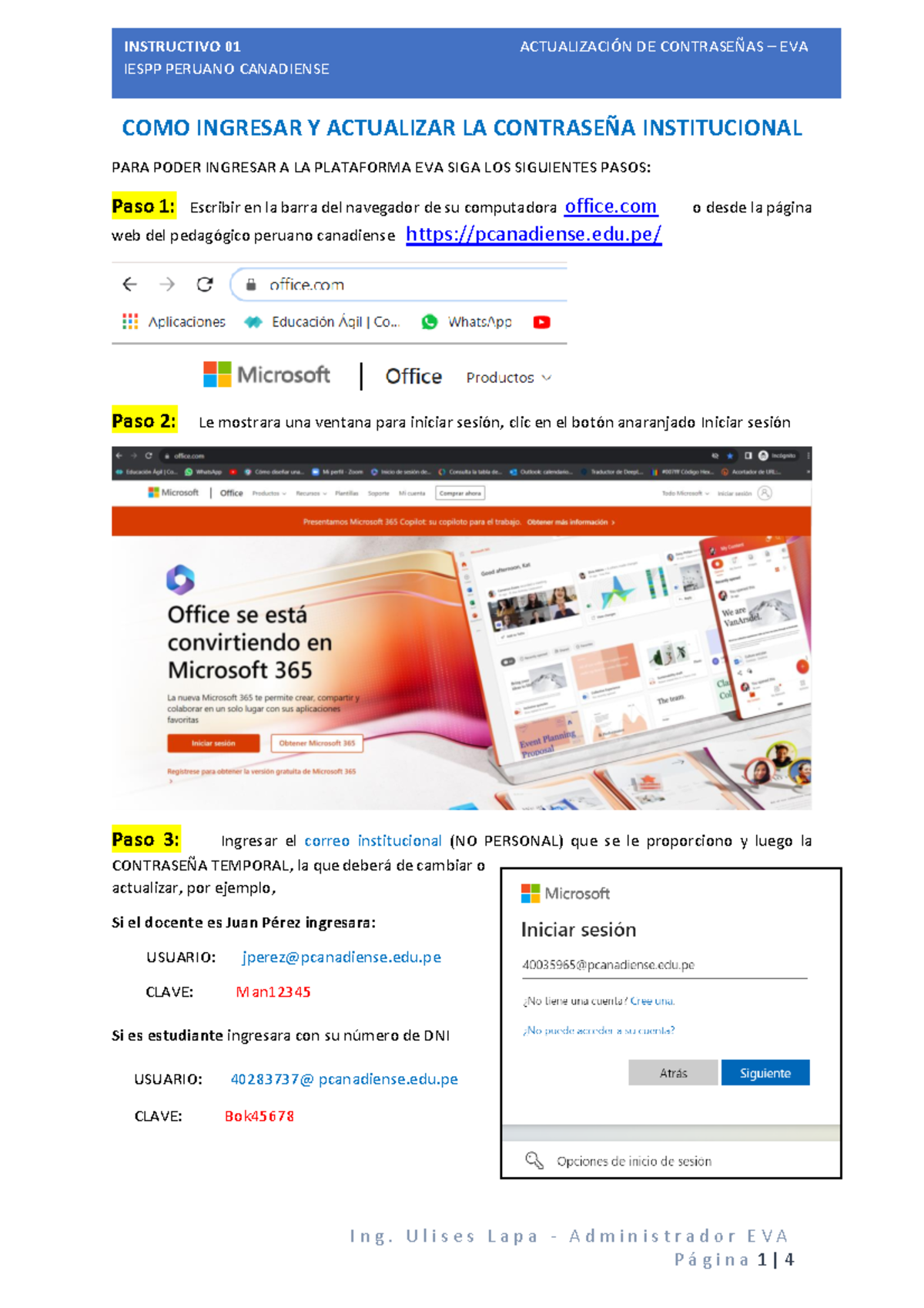 Instructivo 01 - Pasos PARA Ingresar Y Actualizar LA Contraseña PC - I n g. U l i s e s L a p a ...