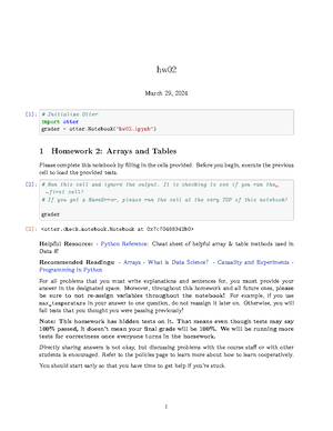 Lab08 - Lab assignment with grade checkers - Initialize Otter import otter grader = - Studocu