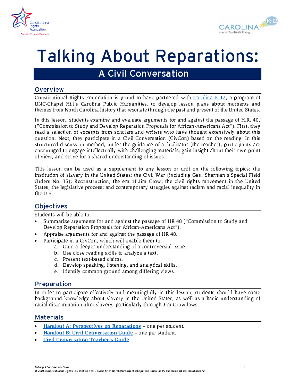 Talking-about-reparations - Talking About Reparations 1 Talking About ...