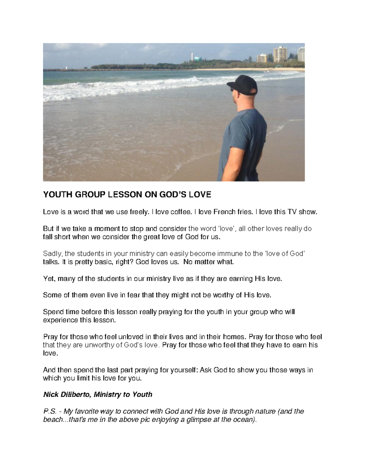 Youth Group Lesson on God's Love - YOUTH GROUP LESSON ON GOD ’ S LOVE ...