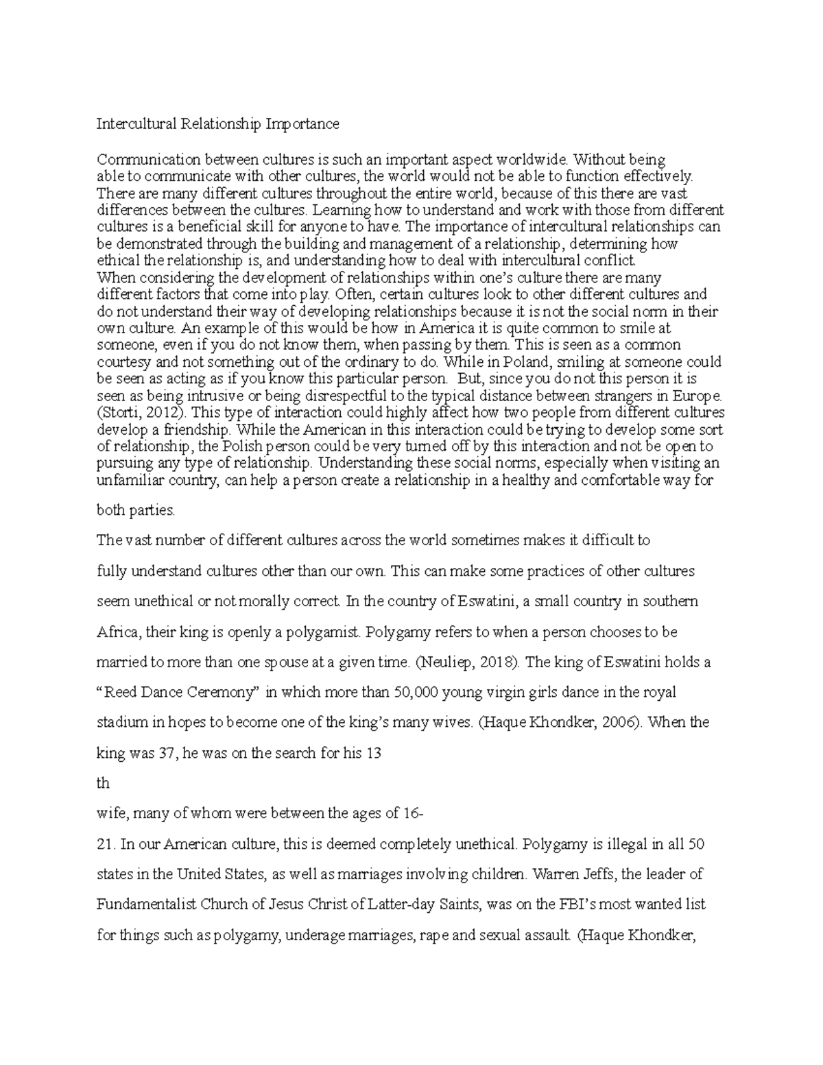 intercultural relationship importance - COM-263 - GCU - Studocu