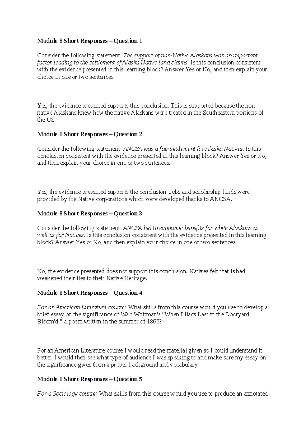 Module 8 Short Responses - Module 8 Short Responses – Question 1 ...