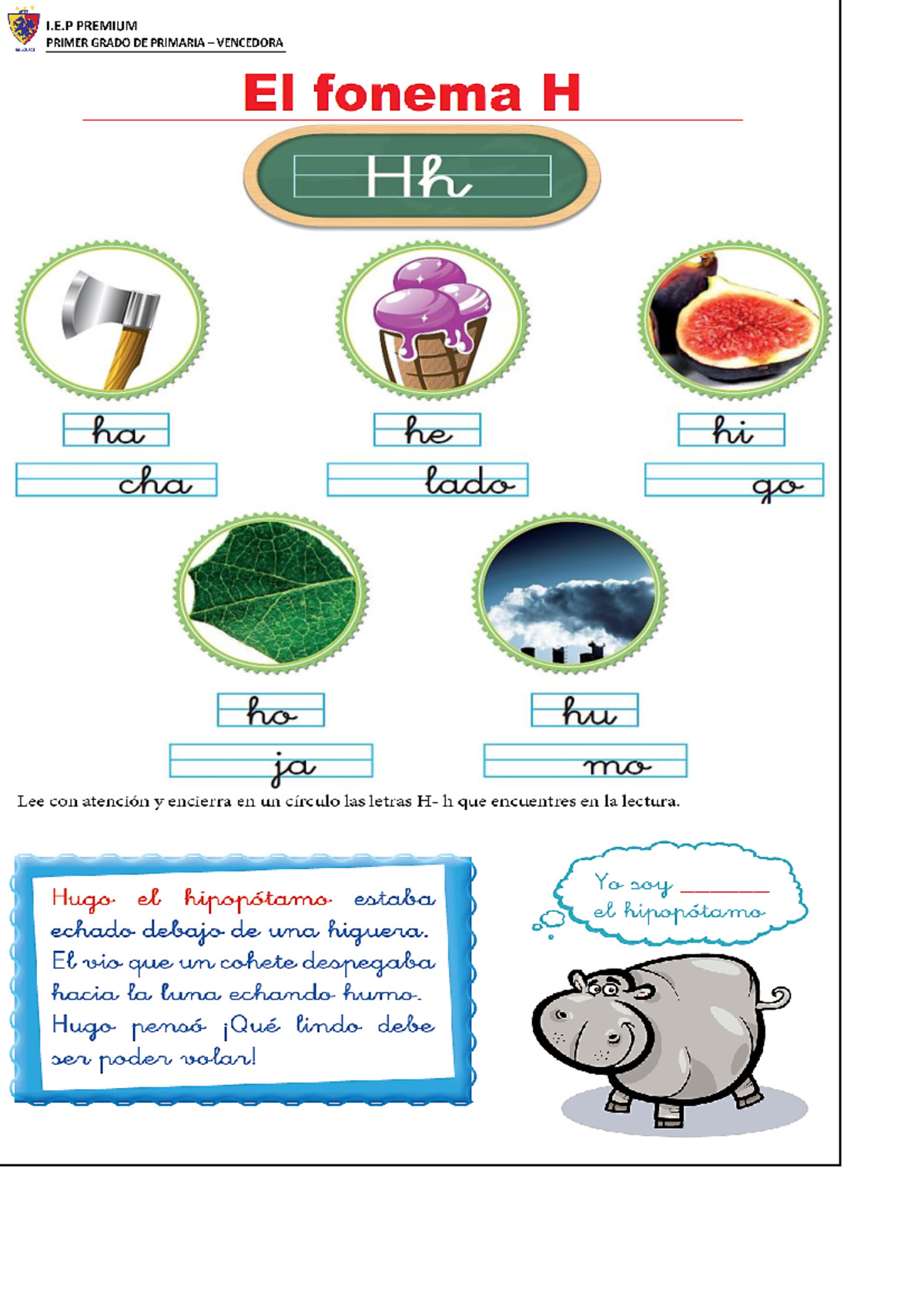 Consonante H - viernes 02 agosto - I.E PREMIUM PRIMER GRADO DE PREMIUM ...
