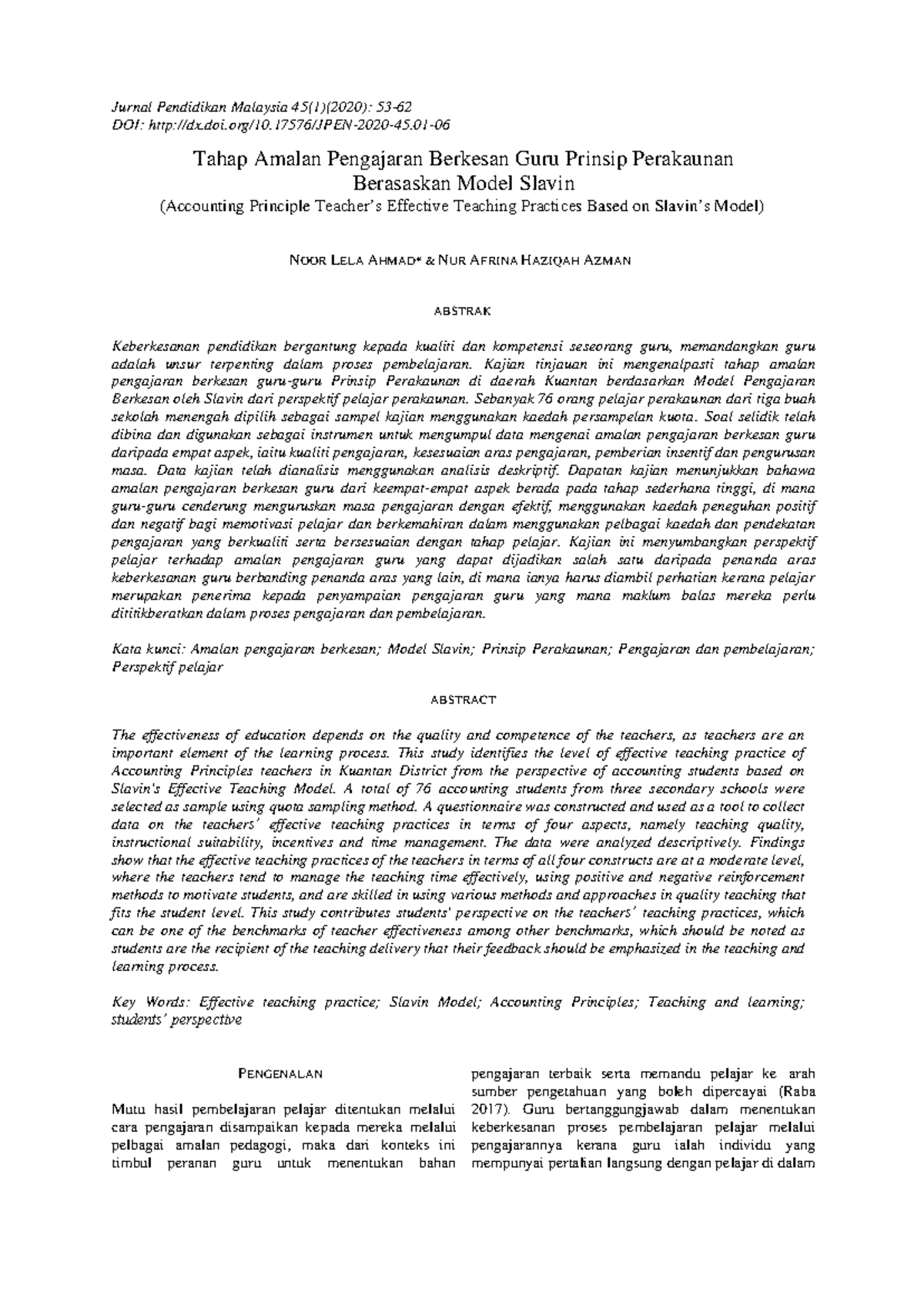 39930 129379 1 PB - Assignment - Jurnal Pendidikan Malaysia 4 5 ( 1 )(20 20 ): 53 - 62 DOI ...