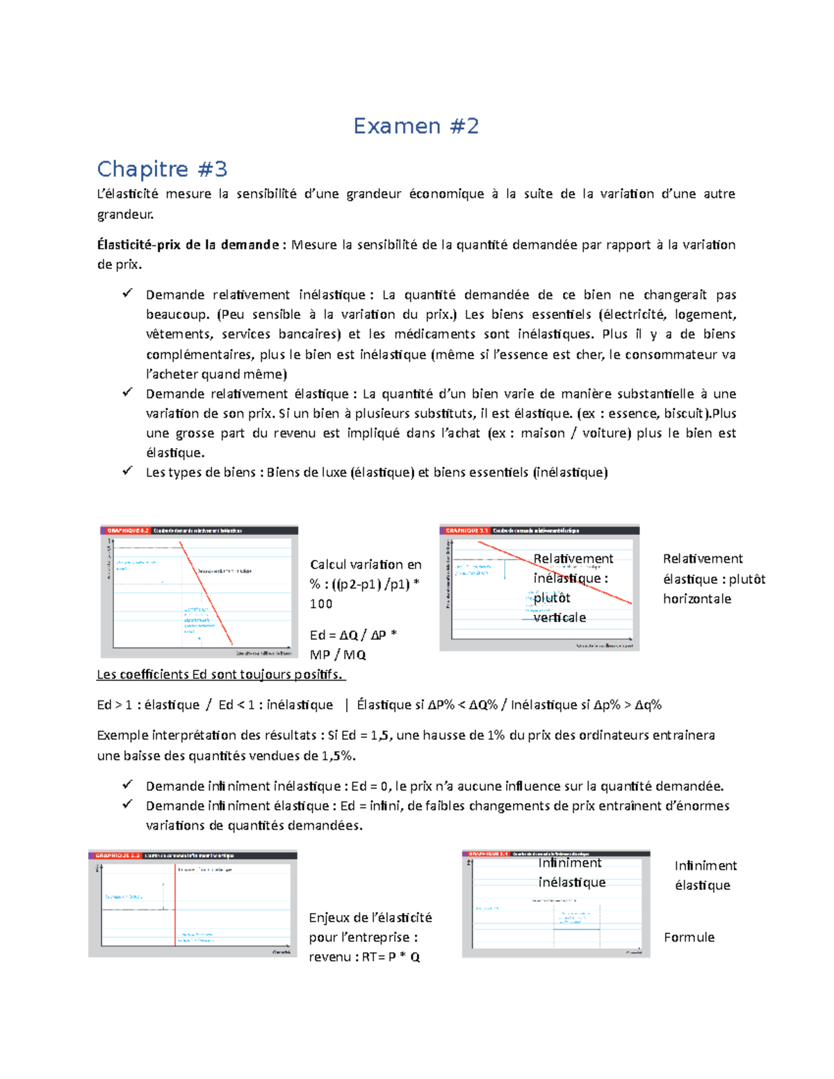 Étude examen #2 - documents avec graphiques - Examen Chapitre L’élasticité mesure la sensibilité ...