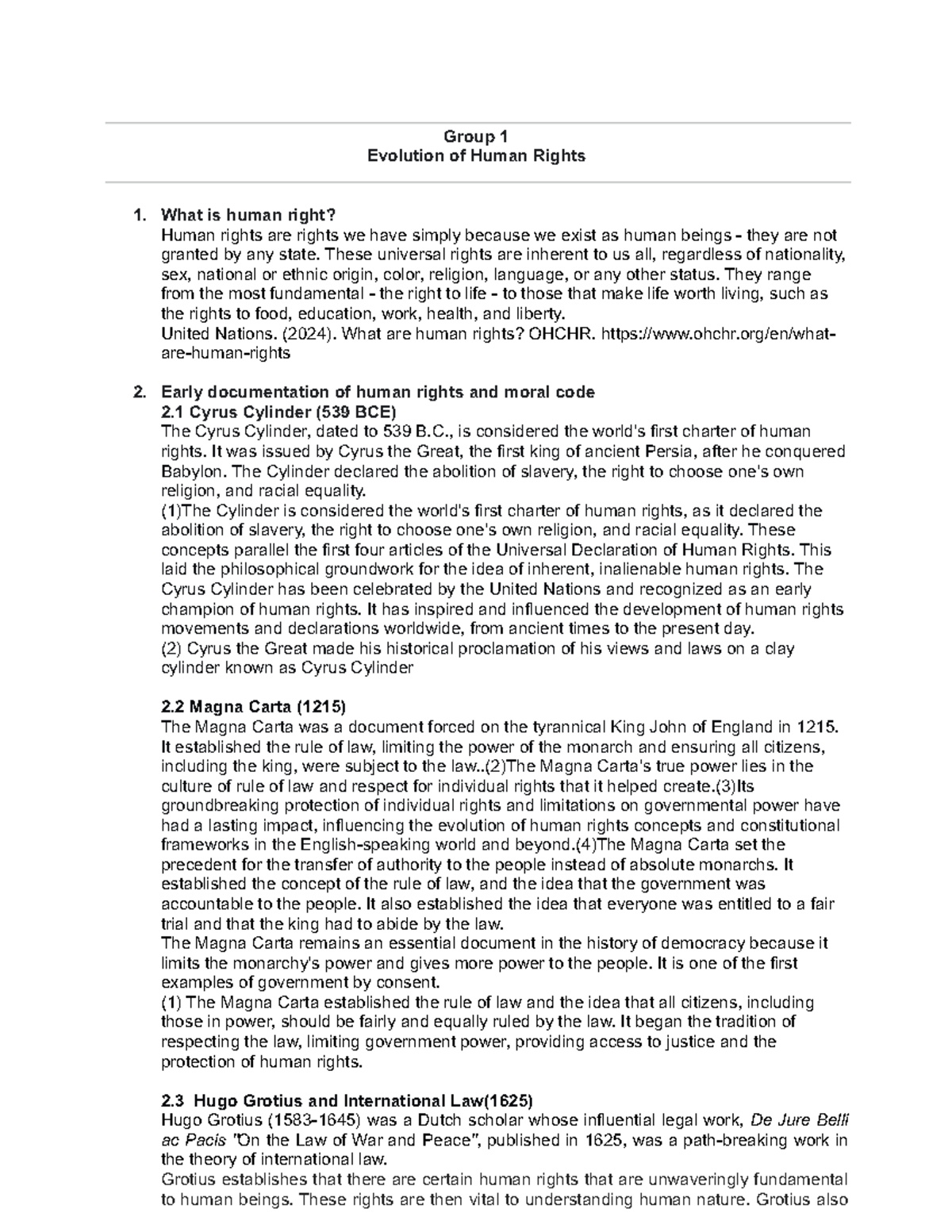 GE SSP Midterms EXAM PREP - Group 1 Evolution of Human Rights What is ...