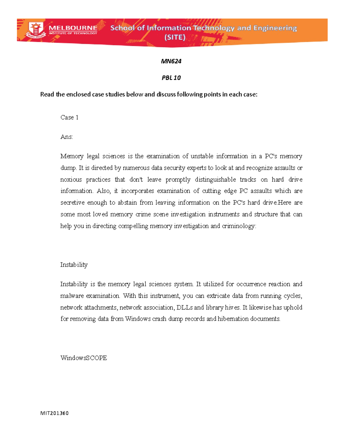 PBL10 - PBL - MN PBL 10 Read the enclosed case studies below and ...