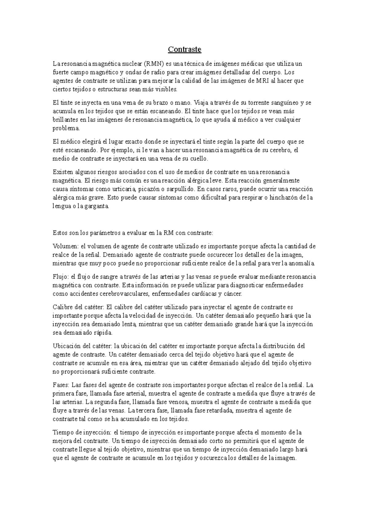 Contraste Radiologia, RM - Contraste La resonancia magnética nuclear ...