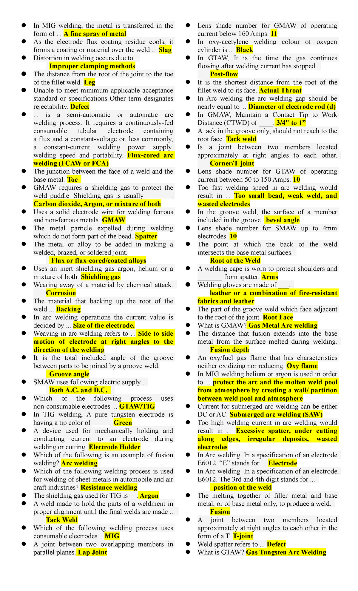 Weldings Sample Terms - The course deals with a comprehensive review of ...