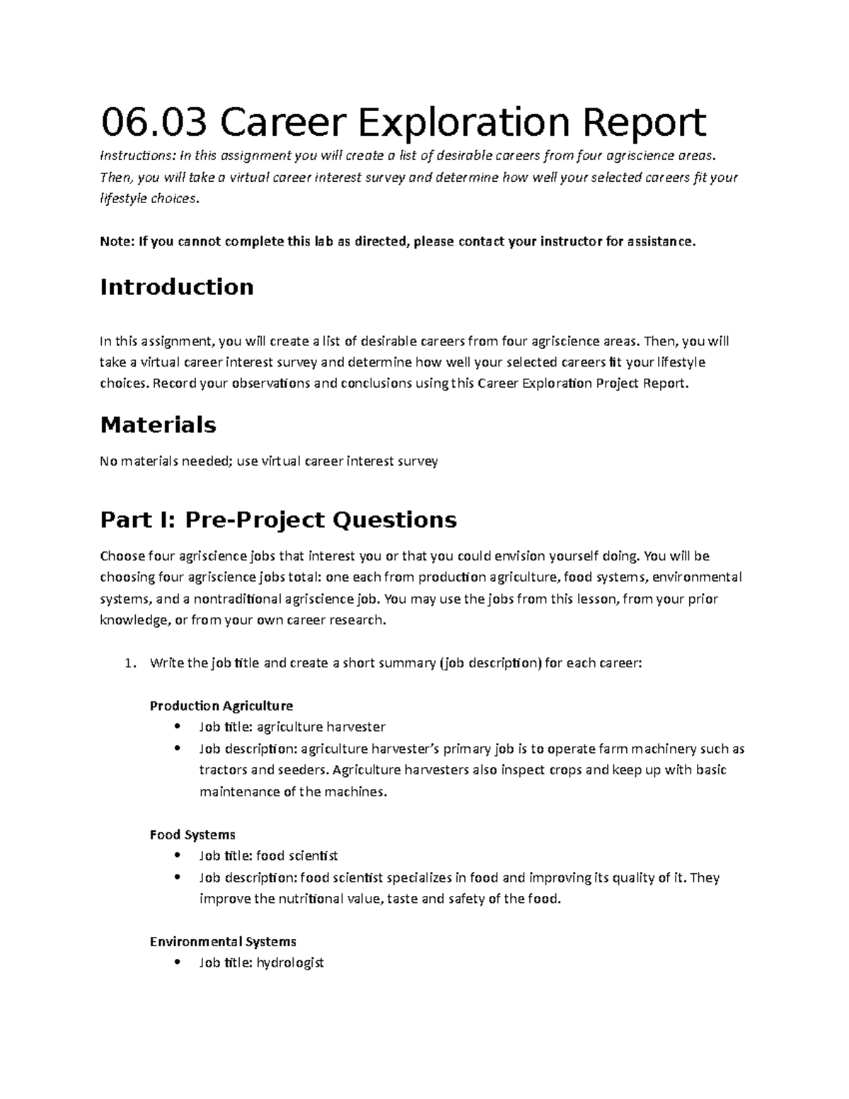 6.3 agri - ghgg - 06 Career Exploration Report Instructions: In this ...