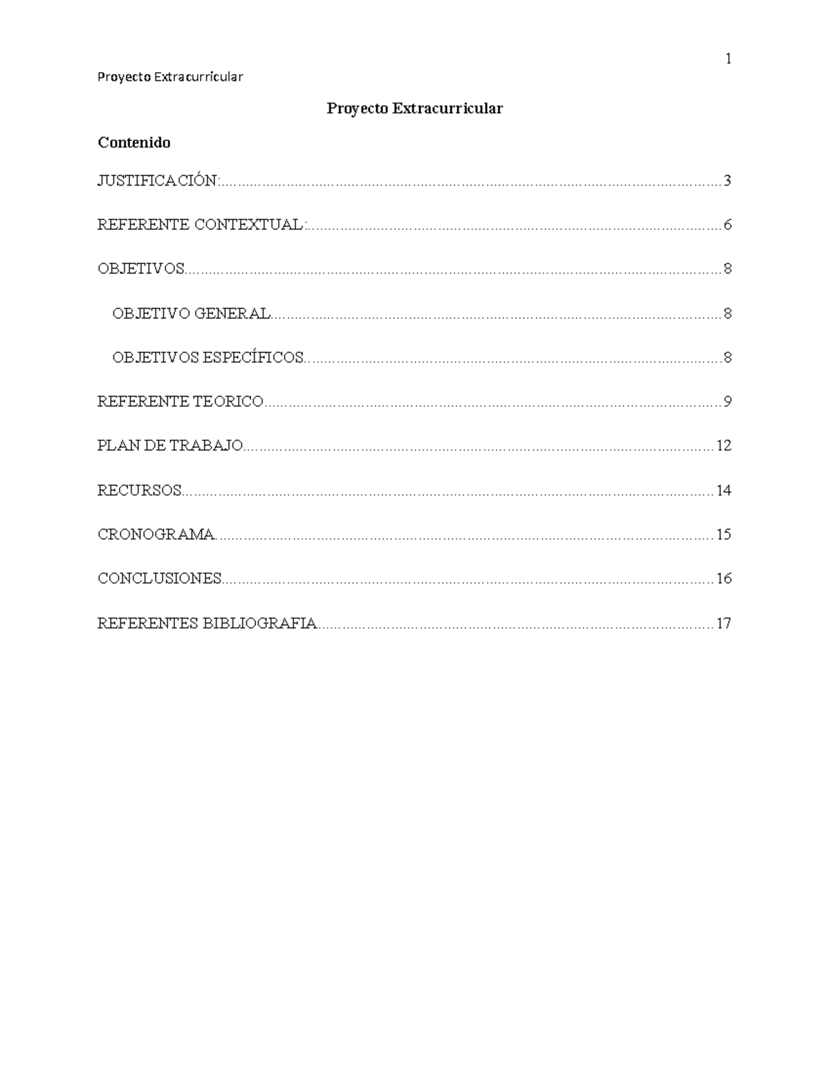 Proyecto extracurricular completo - Proyecto Extracurricular - Studocu