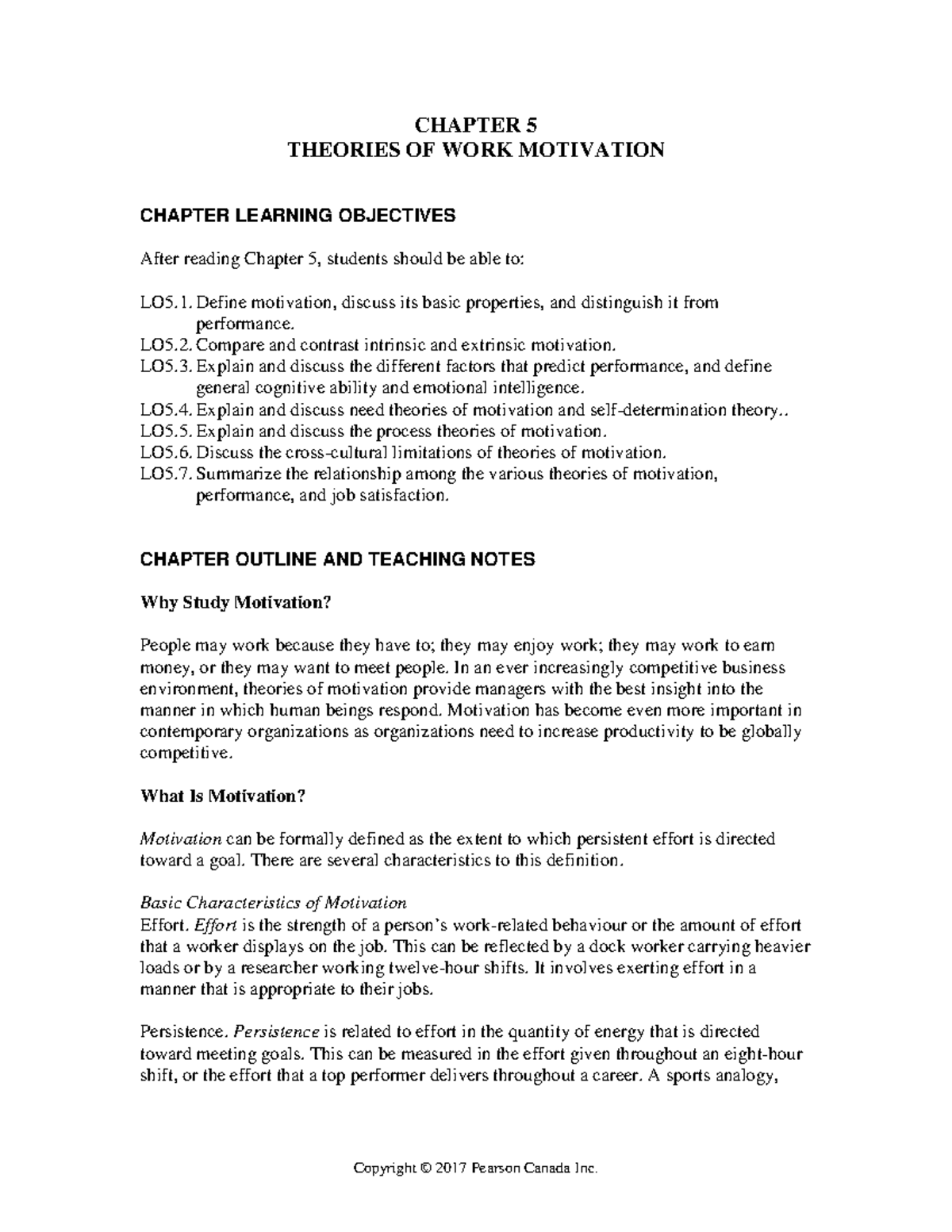 Johns 10e irm ch05 - CHAPTER 5 THEORIES OF WORK MOTIVATION CHAPTER ...
