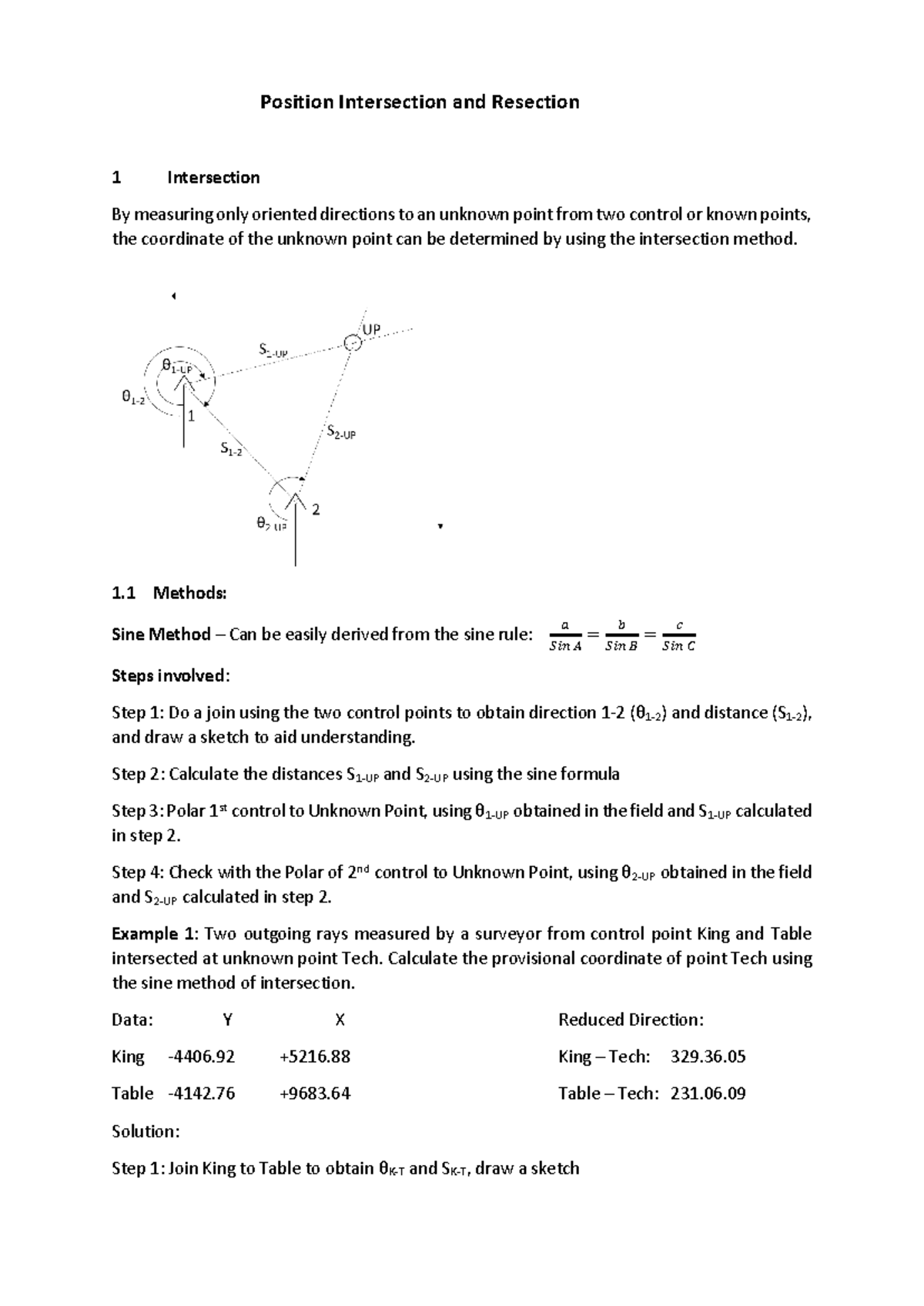 Week 6-7 - Position Intersection and Resection - Position Intersection ...