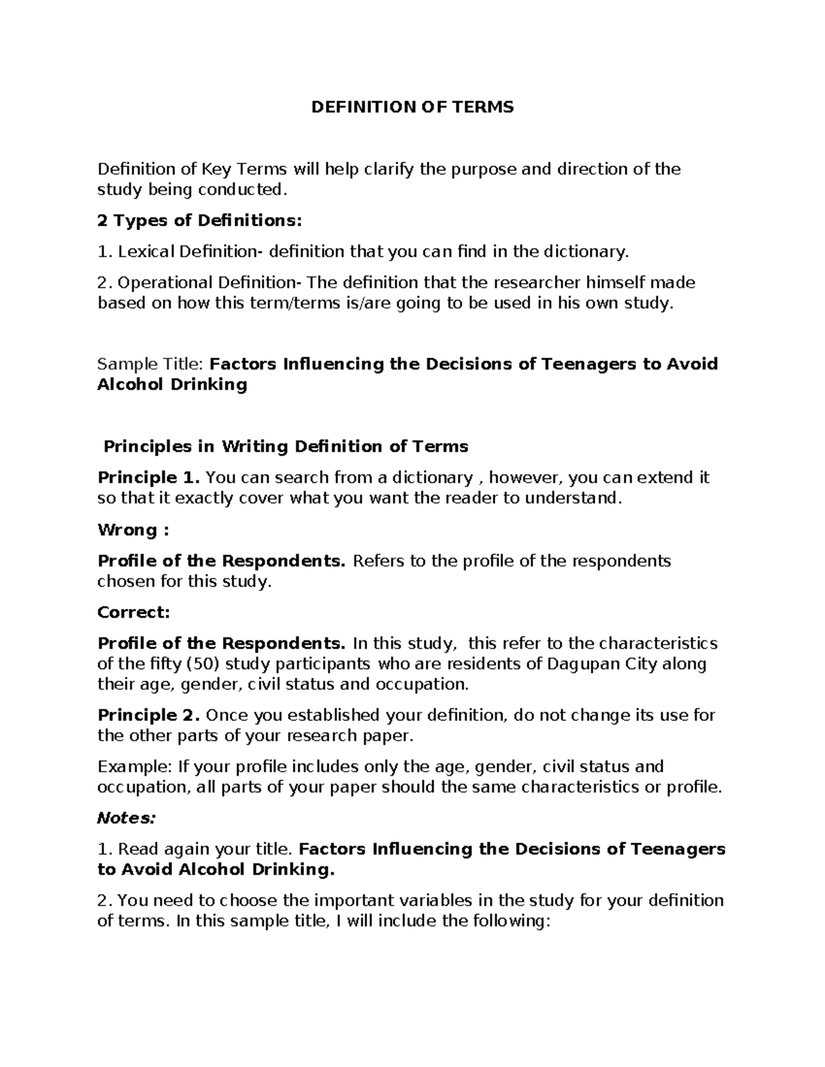 8 Definition of Terms - ddddd - DEFINITION OF TERMS Definition of Key ...