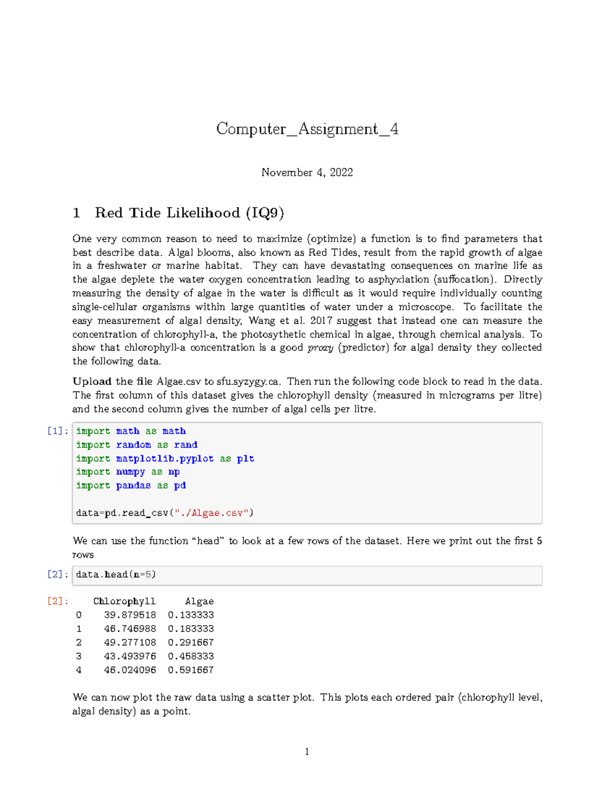 Computer Assignment 4 - Computer_Assignment_ November 4, 2022 1 Red ...