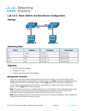 8.1.4.8 Lab - Designing and Implementing a Subnetted IPv4 Addressing Scheme - Lab 8.1.4 ...