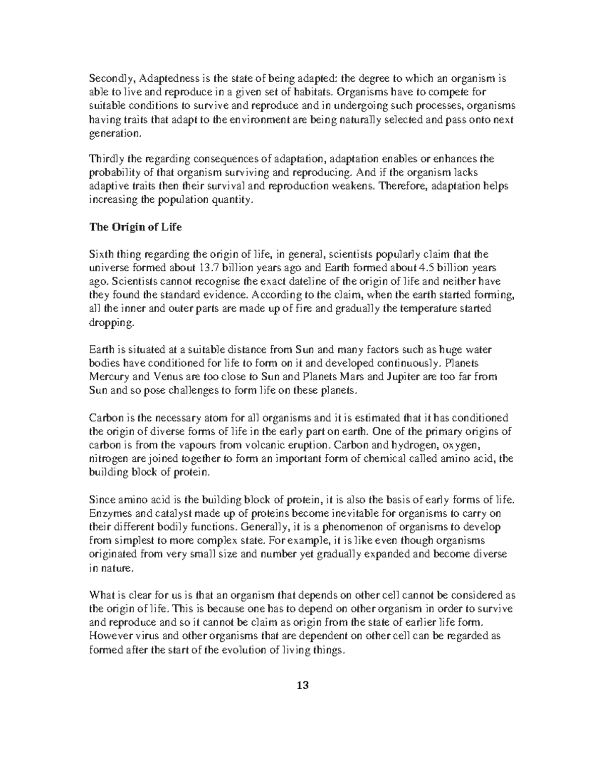 Introduction to Biology-5 - 13 Secondly, Adaptedness is the state of ...