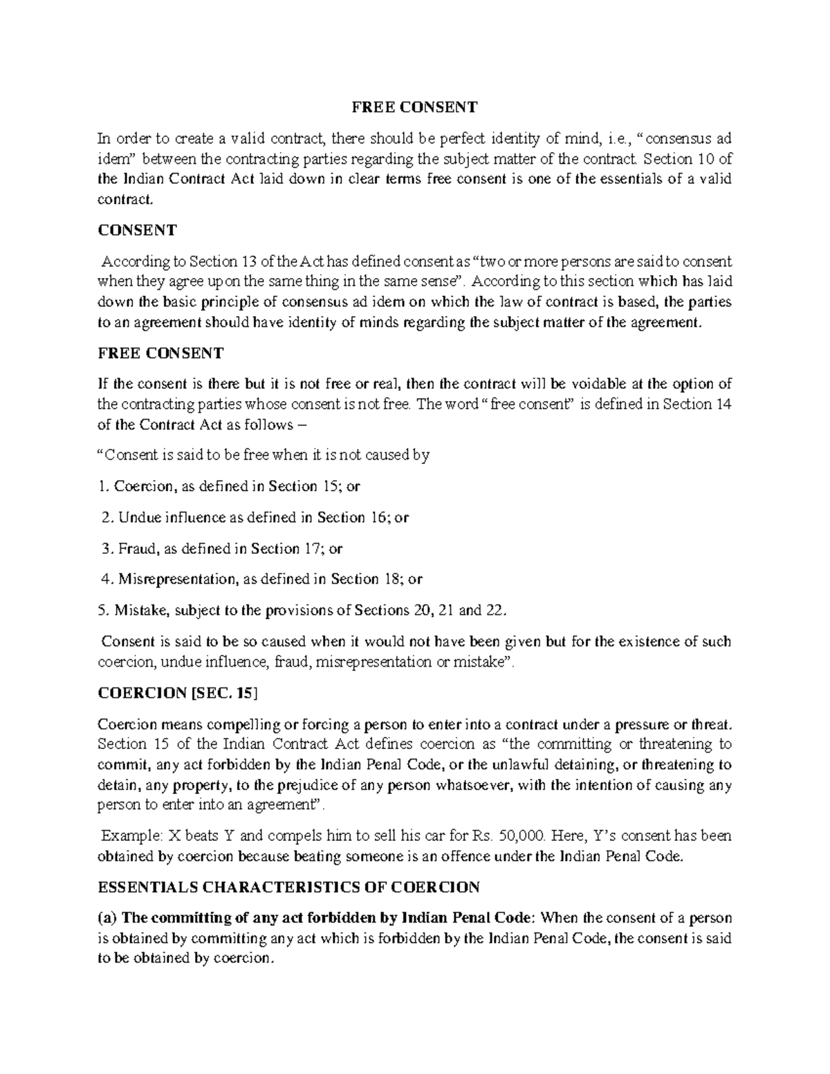 FREE Consent-2 - This lecture note is a summary of the entire chapter ...