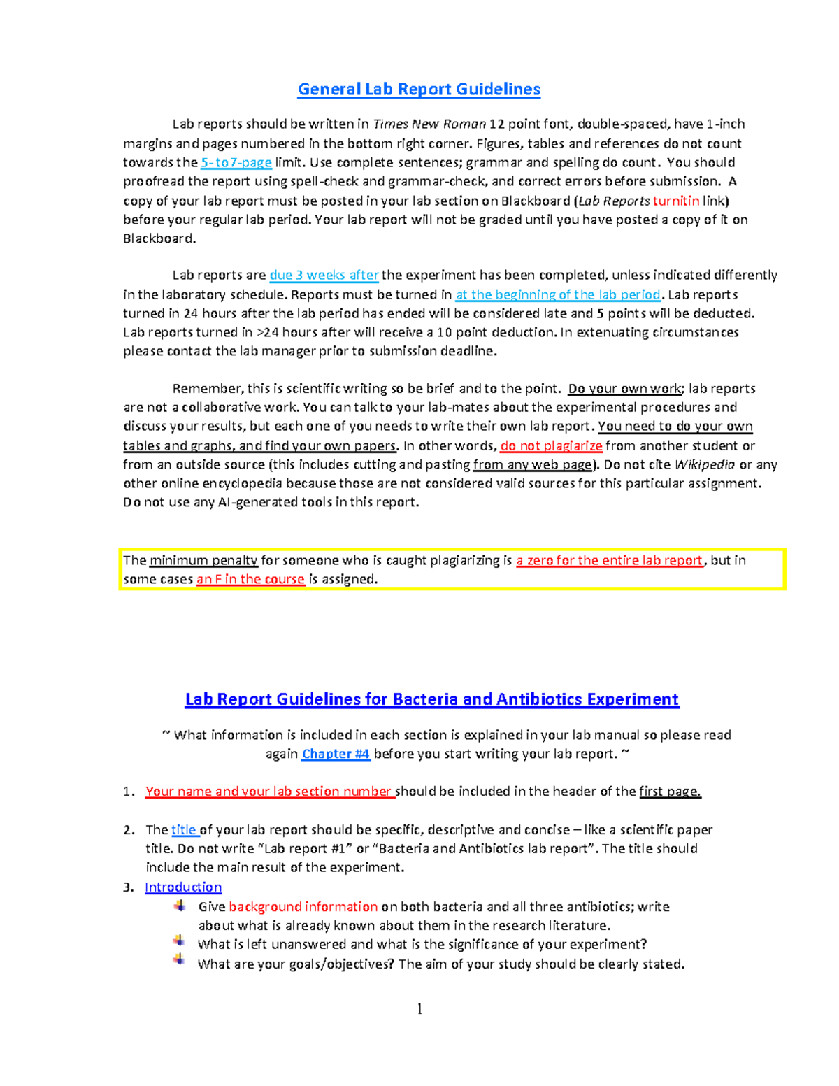 Bisc120 lab report guidelines spring 2024 - 1 General Lab Report ...