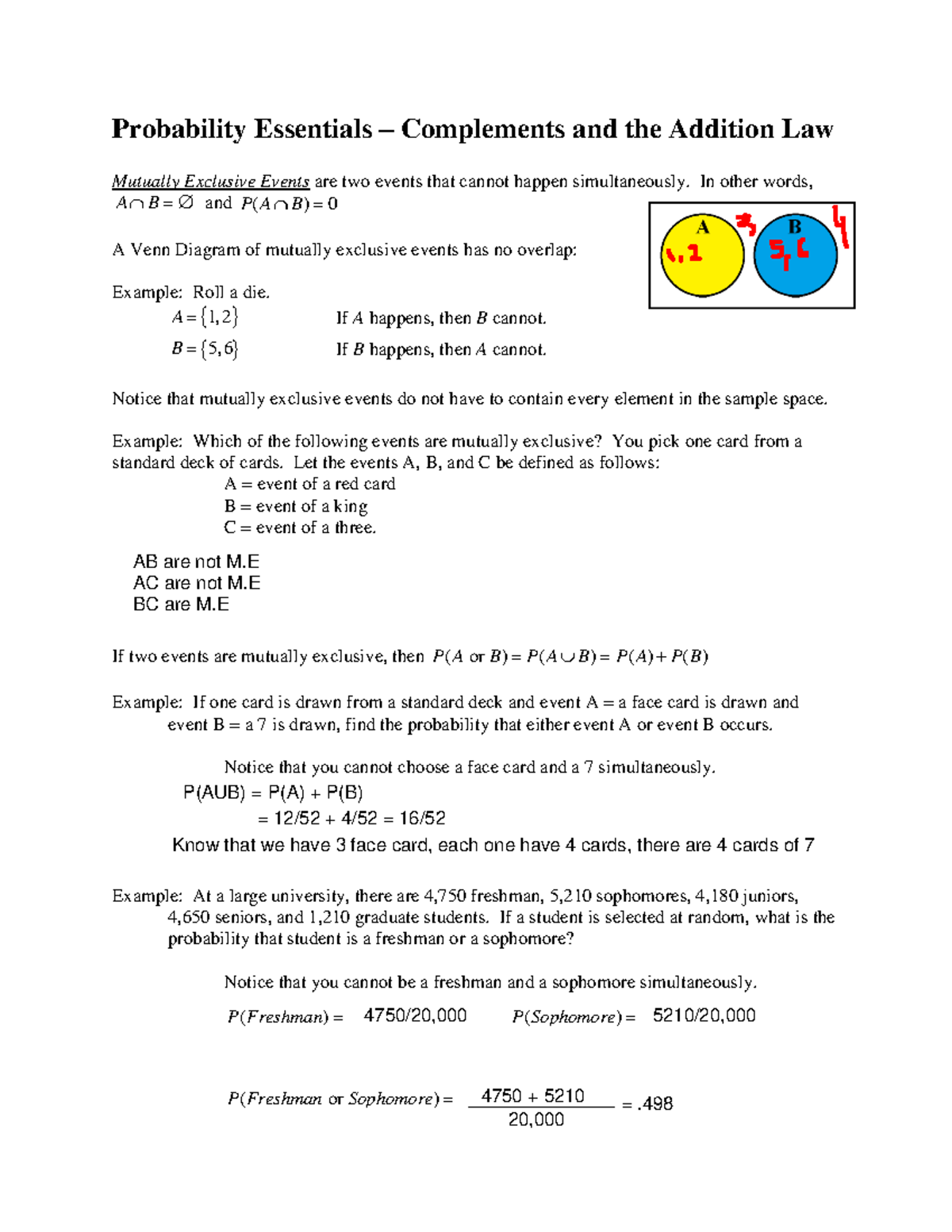 1105 Section 5.2.1 - Student - Probability Essentials – Complements and ...