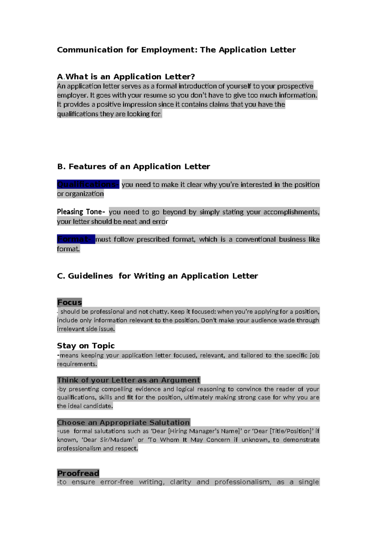 PC. Lesson 8 - its all about application letter - Communication for ...