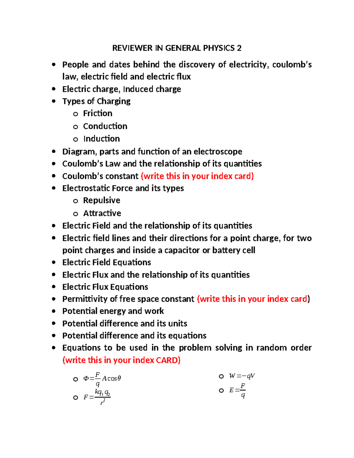 Pointers TO Review Genphy 2 - REVIEWER IN GENERAL PHYSICS 2 People and ...
