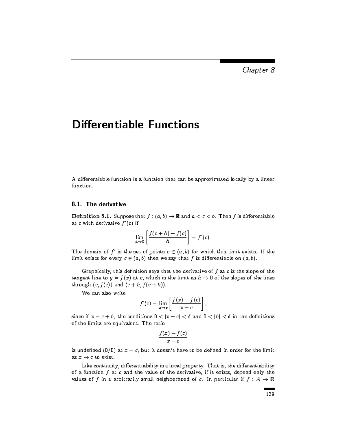 Ch8 - Lecture - Chapter 8 Differentiable Functions A differentiable ...