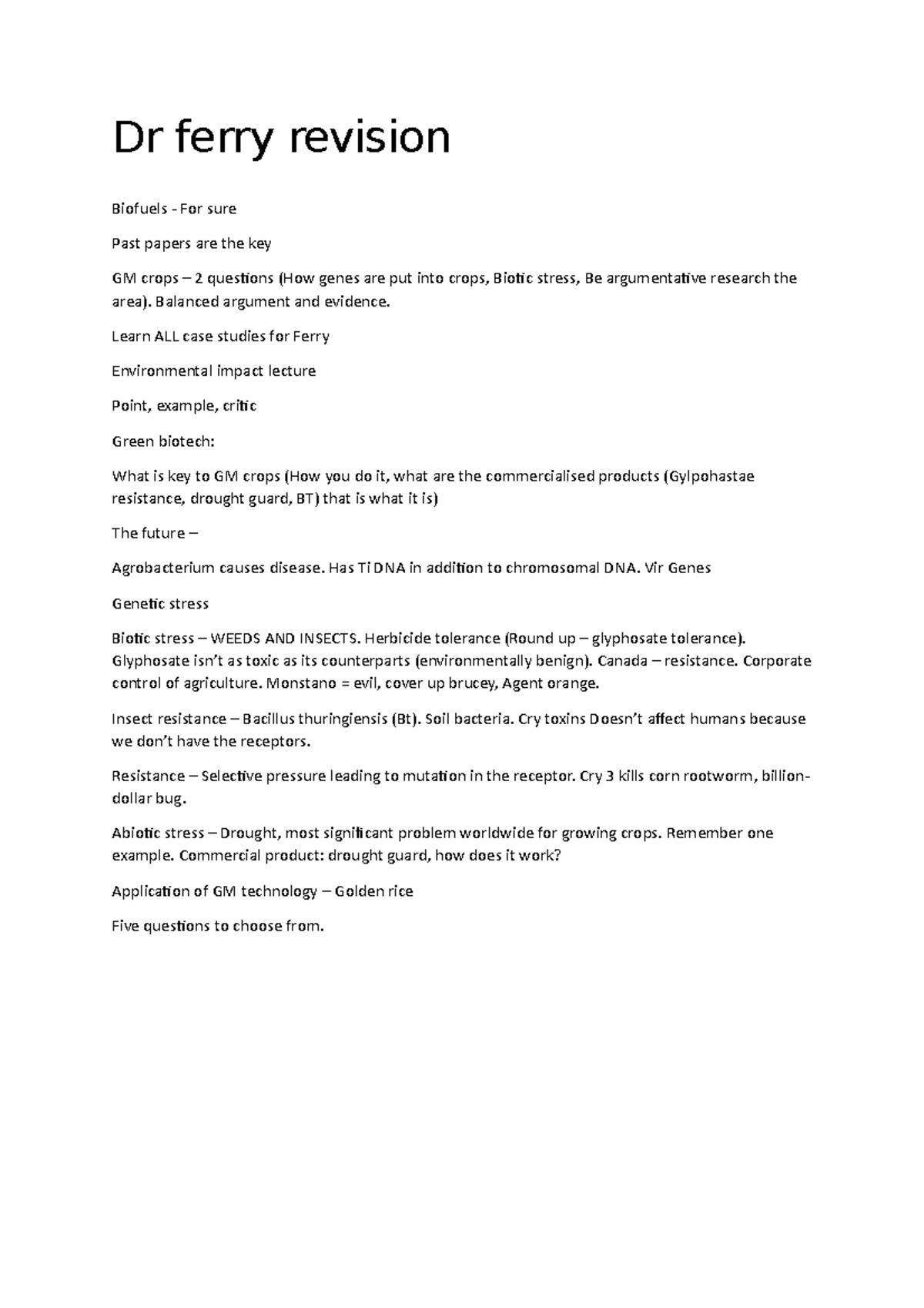 Dr ferry revision - Most important topics to revise - Dr ferry revision ...