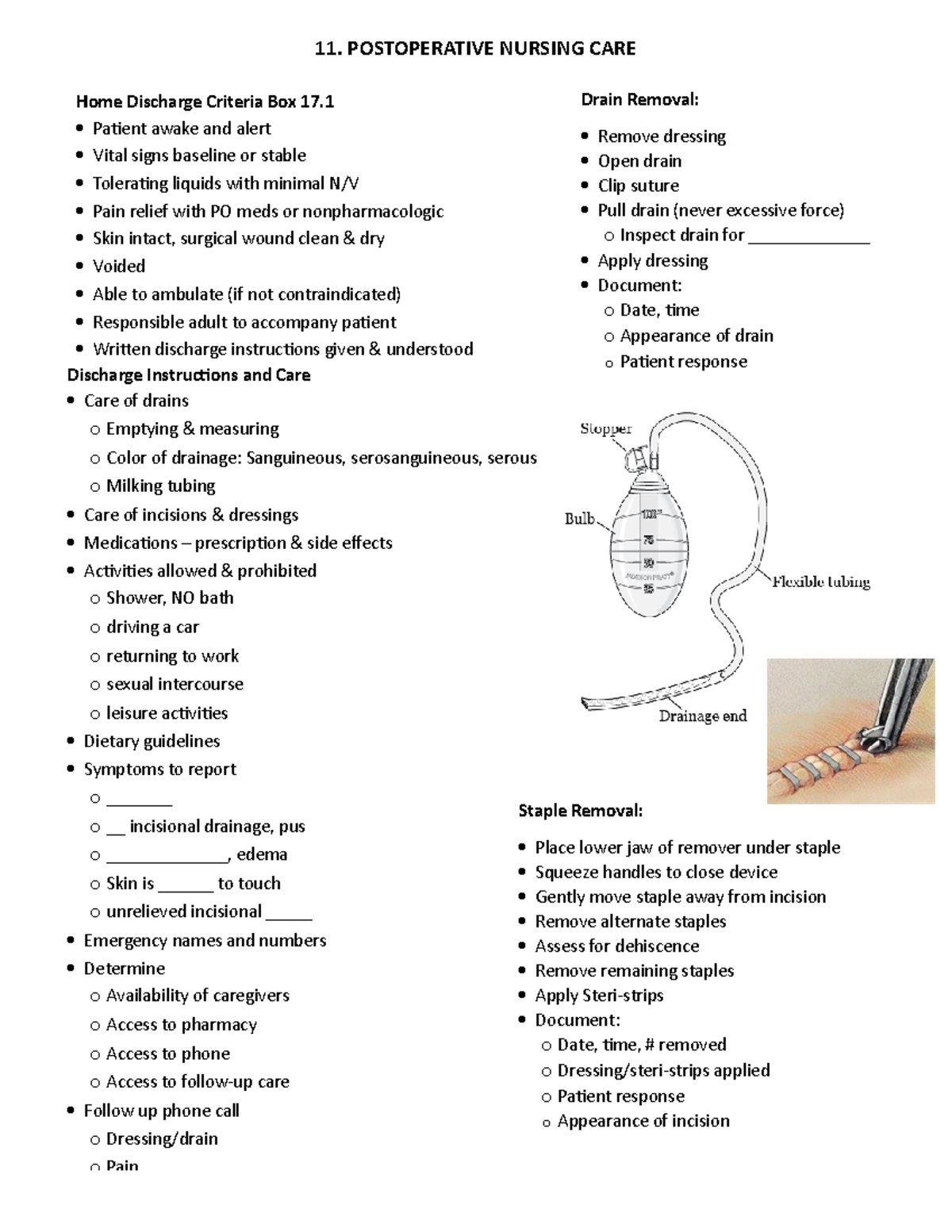 11. worksheet postoperative discharge Student - 11. POSTOPERATIVE ...