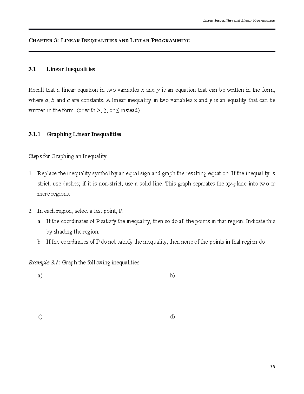 Chapter 3 Linear Inequalities - CHAPTER 3: LINEAR INEQUALITIES AND ...