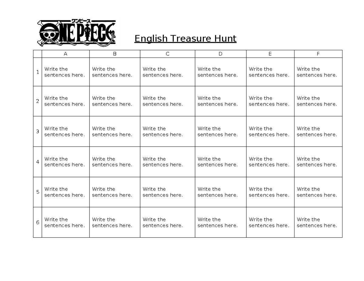 English Treasure Hunt - practice worksheet - English Treasure Hunt A B ...