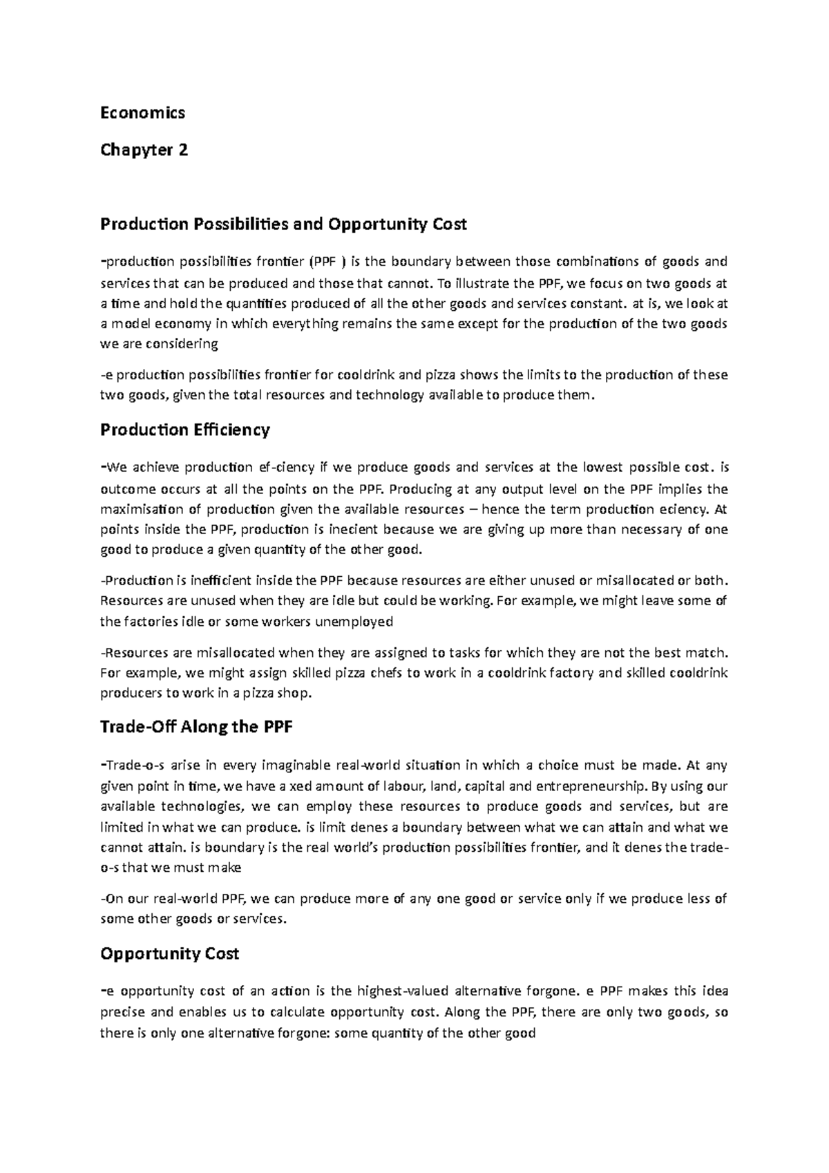 Economics chapter 2 - Economics Chapyter 2 Production Possibilities and ...