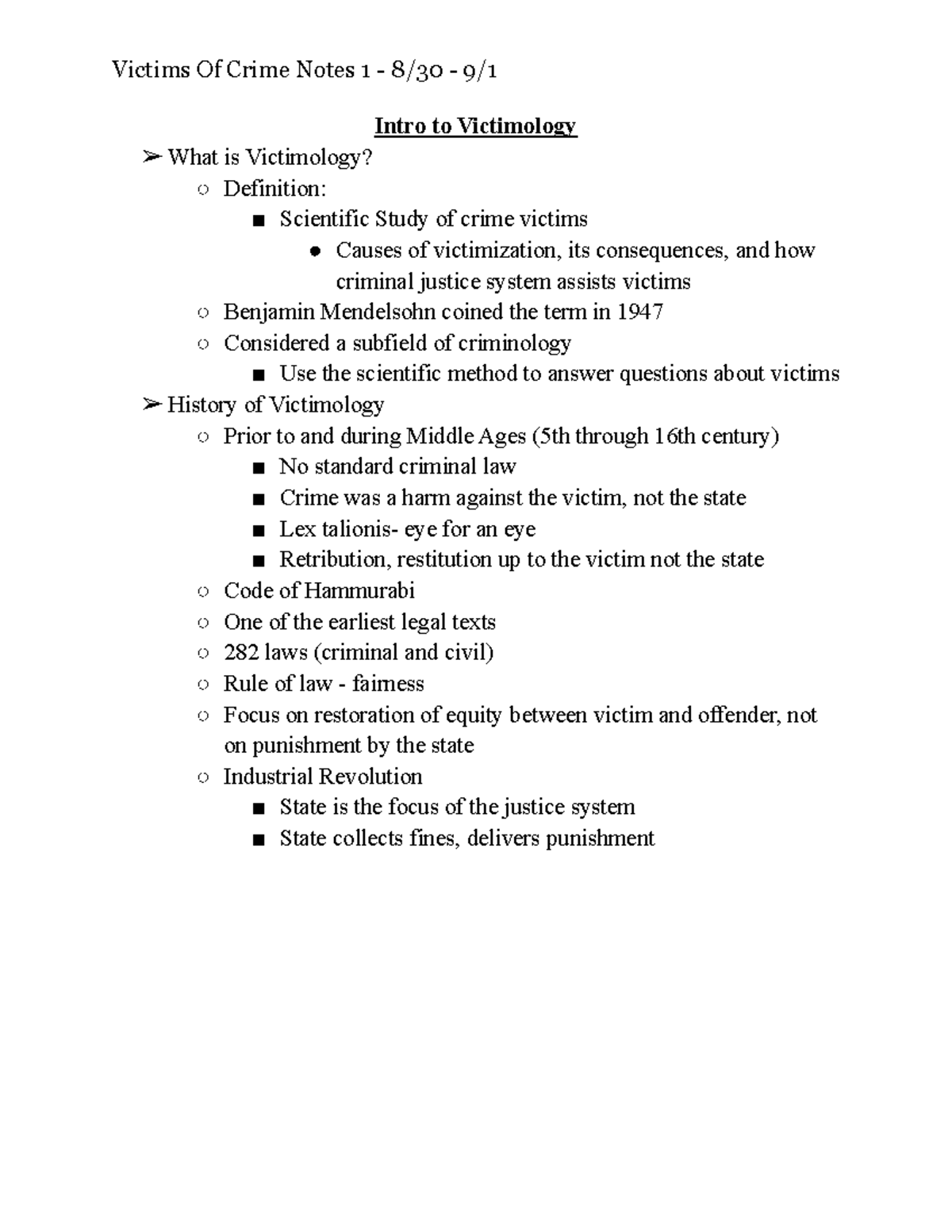 VICT Chpt 1 - Chapter 1 notes of Victimology for Dr. Pusch - Victims Of ...