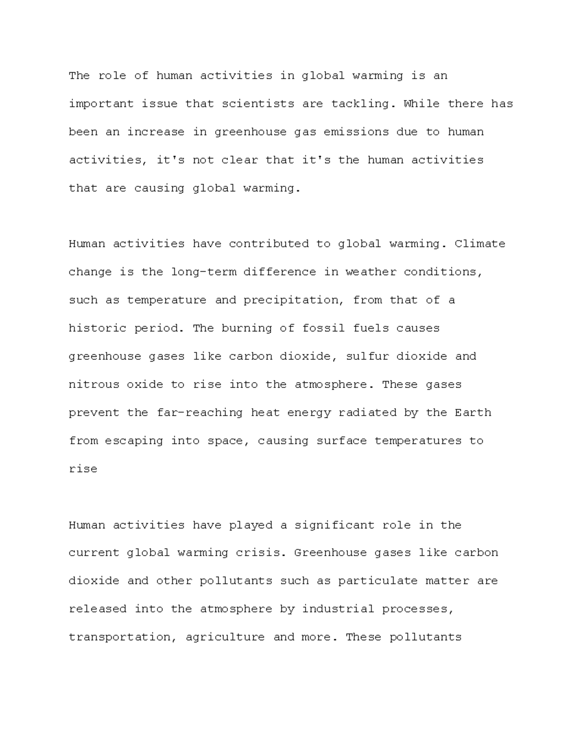 NAP1 Activity 4 HA-GW - Human activities have contributed to global ...