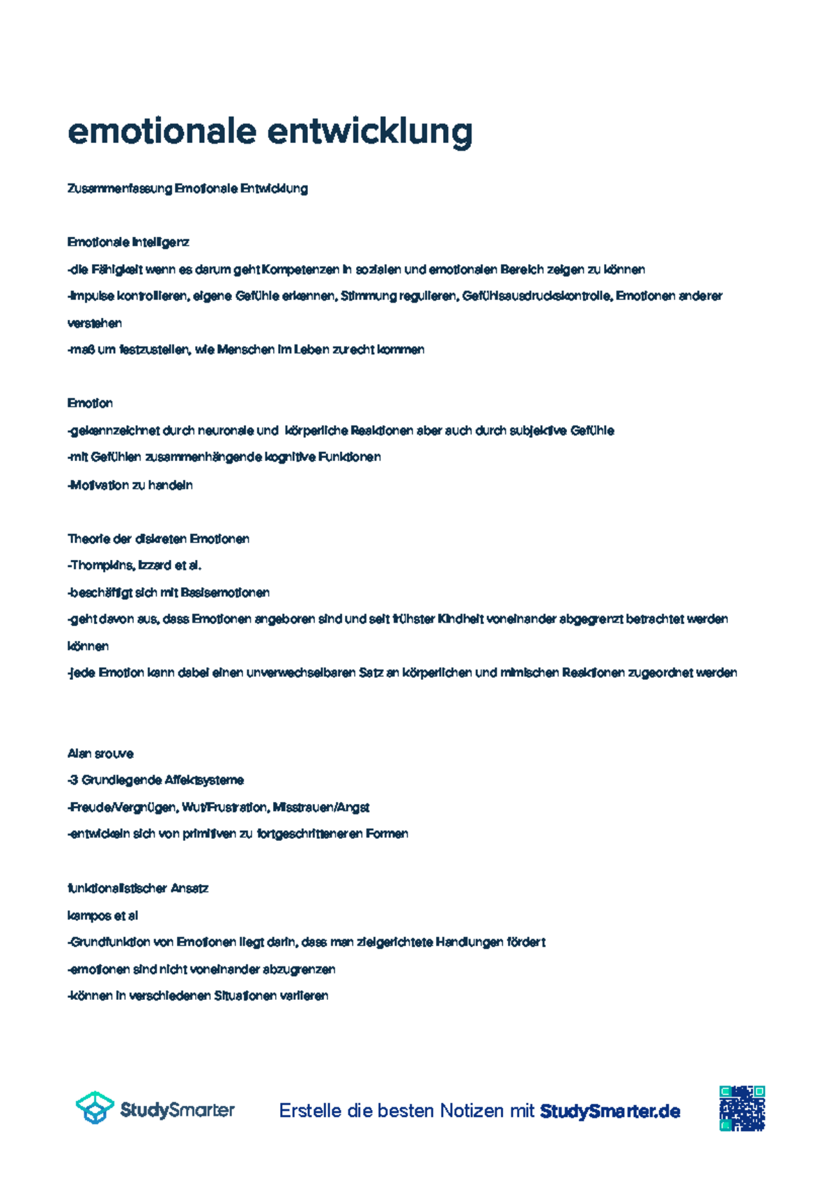Emotionale entwicklung - emotionale entwicklung Zusammenfassung ...