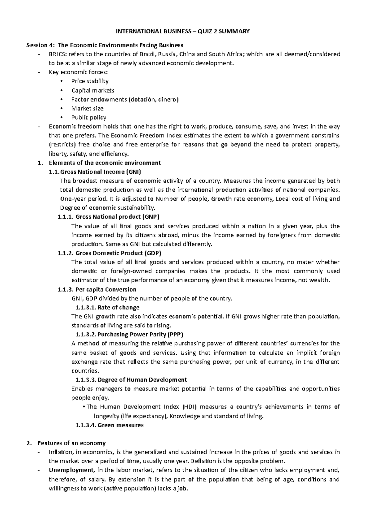 International Business QUIZ 2 Summary - INTERNATIONAL BUSINESS QUIZ 2 ...