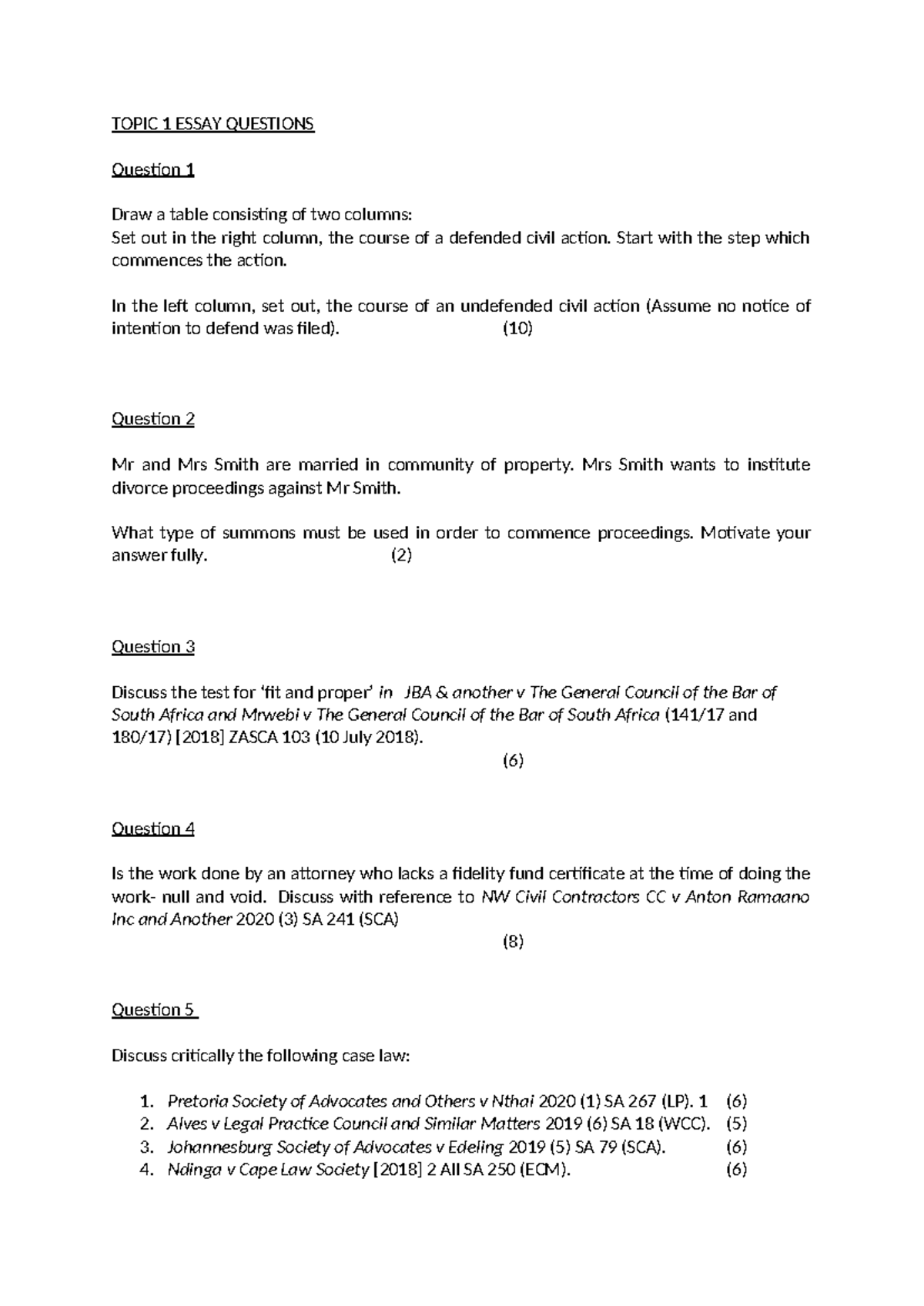 Essay Questions Topic 1 - TOPIC 1 ESSAY QUESTIONS Question 1 Draw a ...