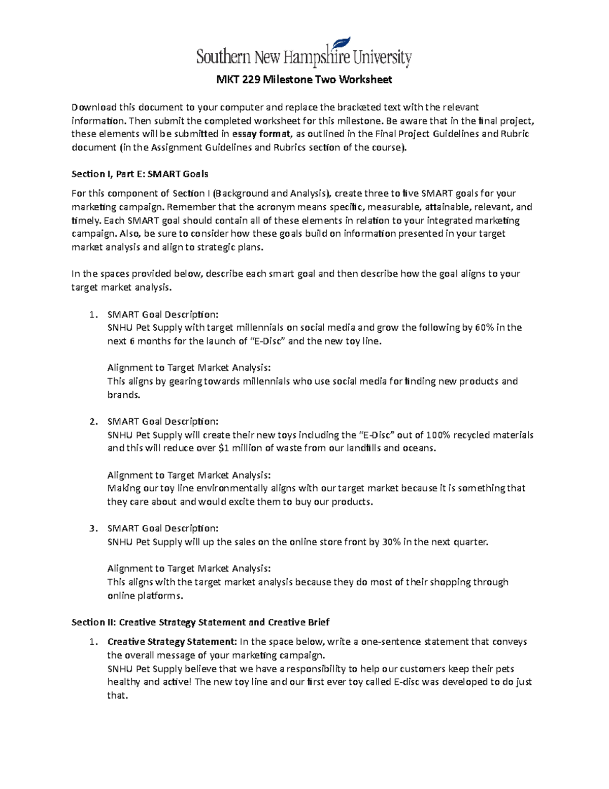 MKT 229 Milestone Two Worksheet - MKT 229 Milestone Two Worksheet ...