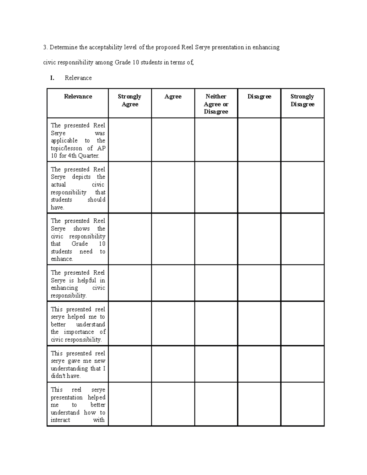 Objective-3-Questionnaires - Determine the acceptability level of the ...