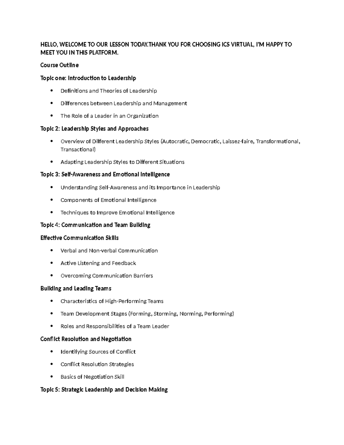 Leadership icstc - Summary Elearning technology - HELLO, WELCOME TO OUR LESSON TODAY YOU FOR ...