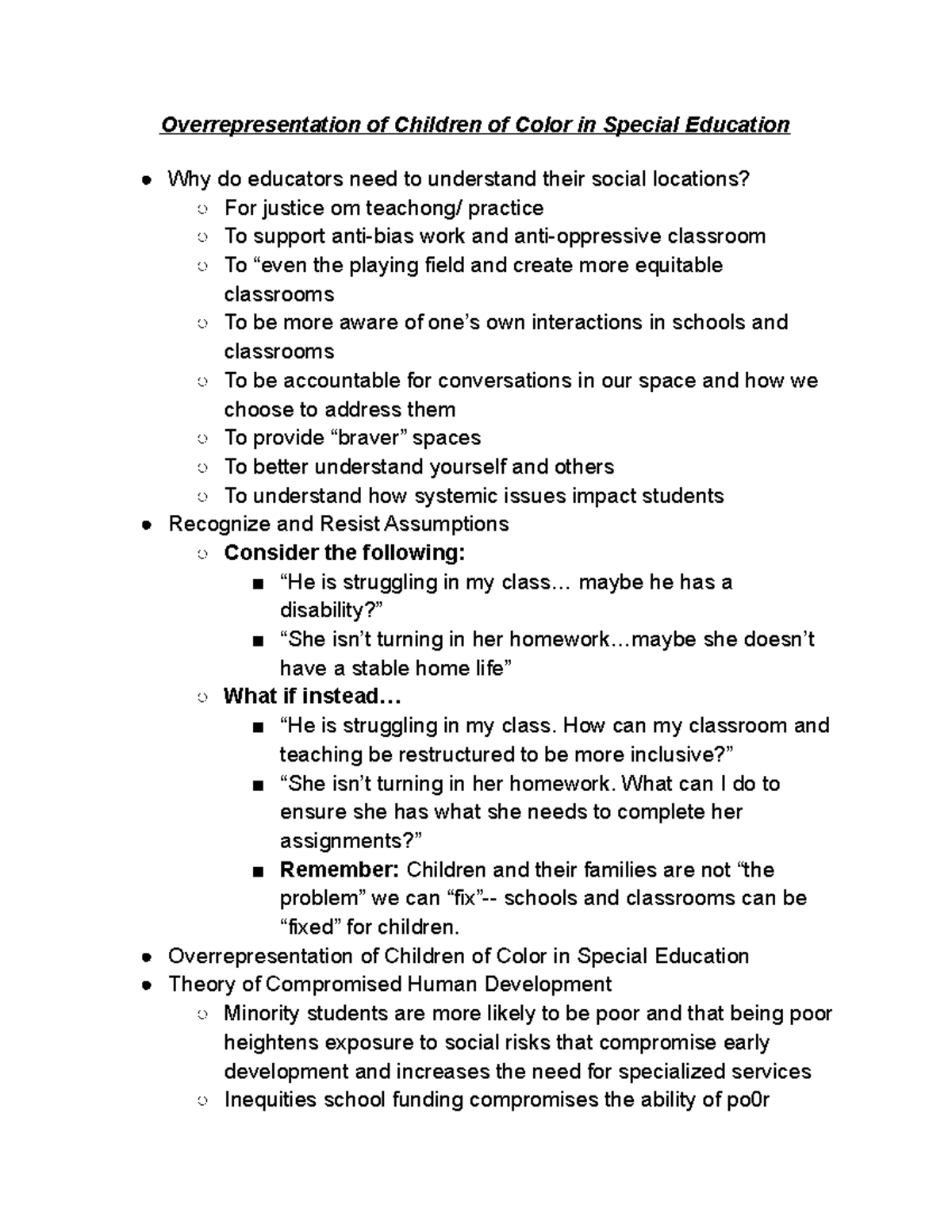 Overrepresentation of Children of Color in Special Education - .. maybe ...