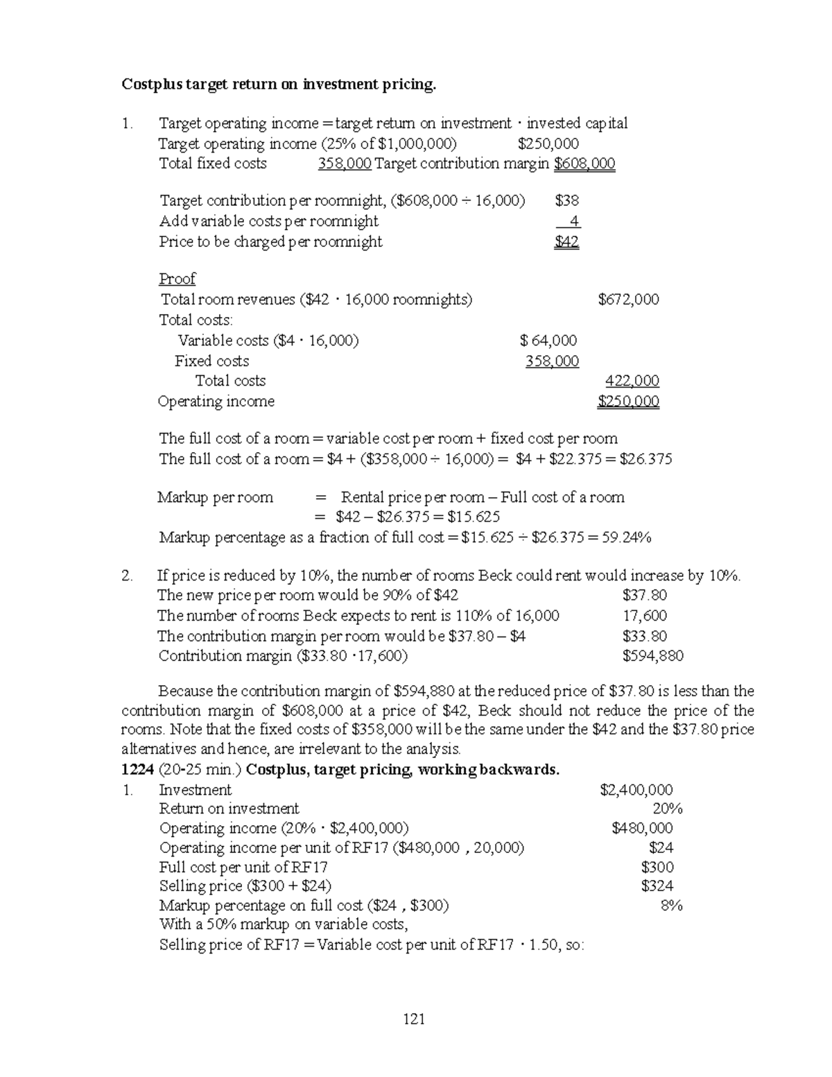 Cost PLUS - Costplus target return on investment pricing. Target ...