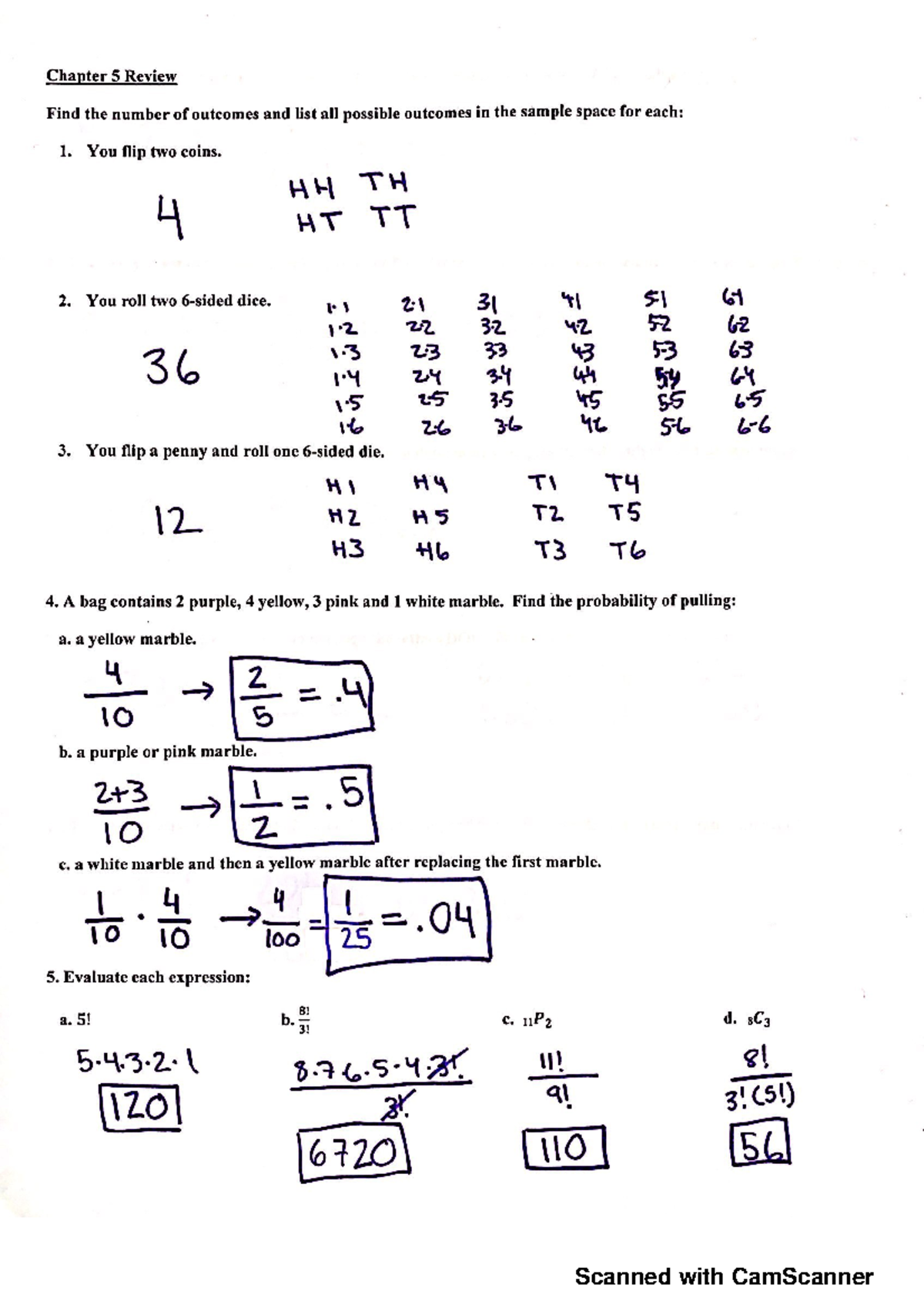 Math 2 Chapter 5 Review - Scanned with CamScanner Scanned with ...