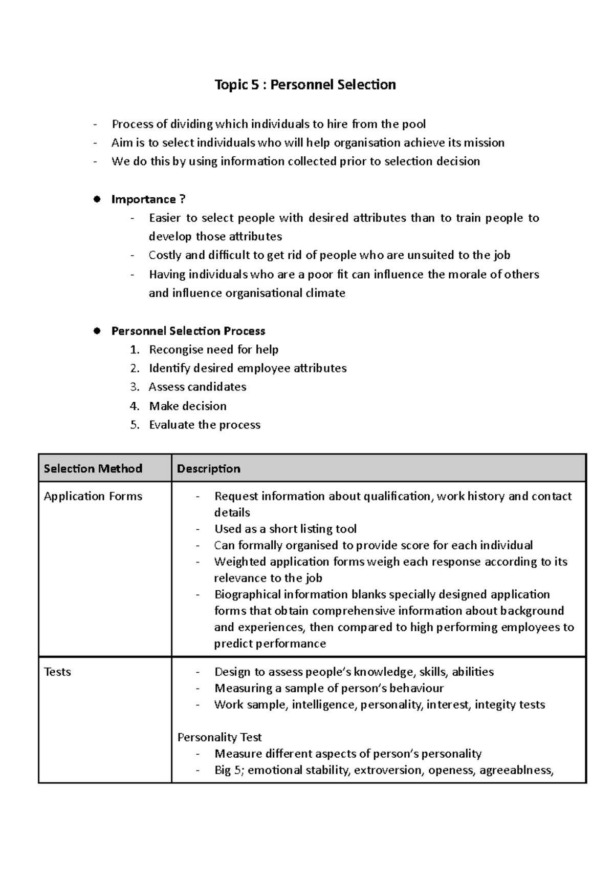 Topic 5 Personnel Selection - Topic 5 : Personnel Selection Process of ...