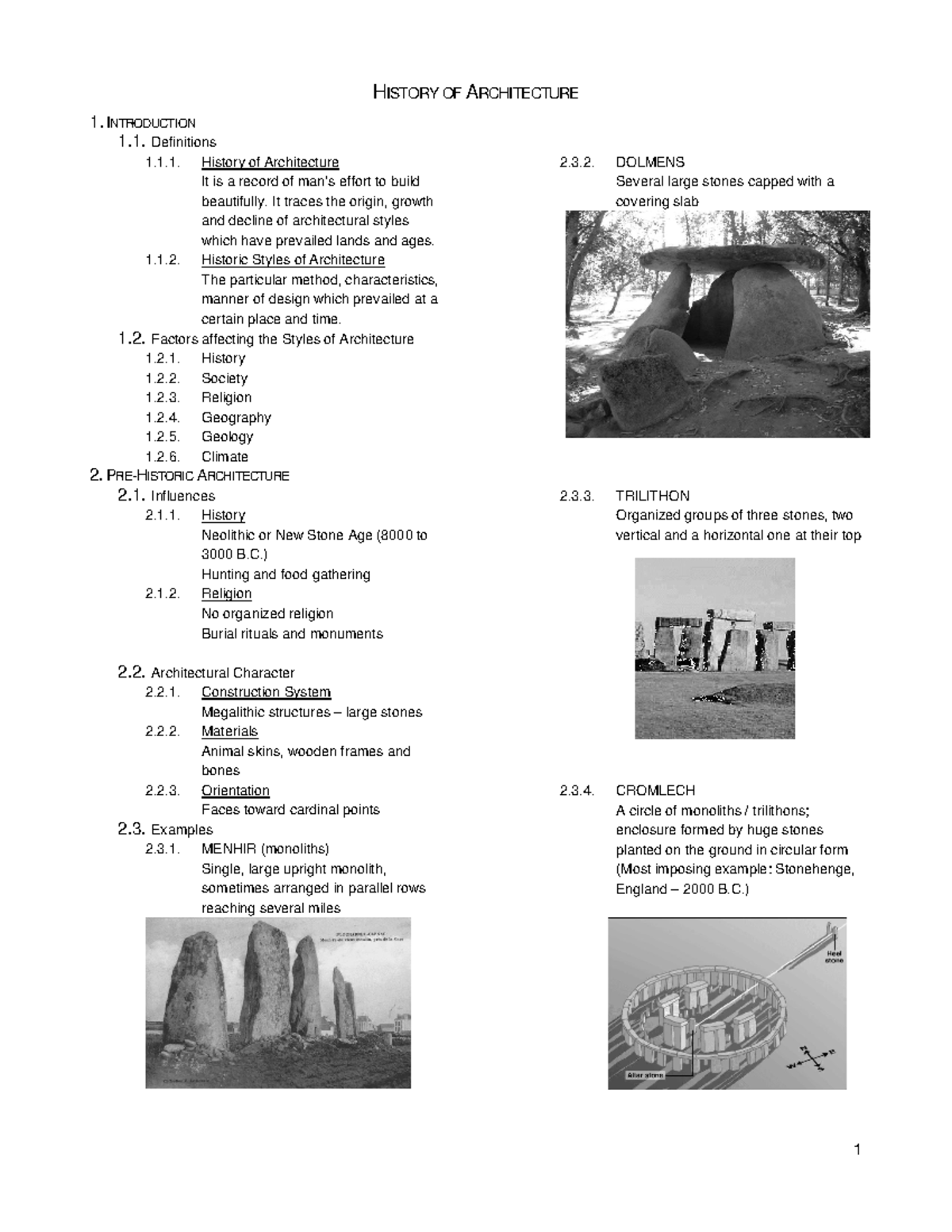 HOA-Handout 2 - Hoa - HISTORY OF ARCHITECTURE FEU – ALE Review 1 1 ...