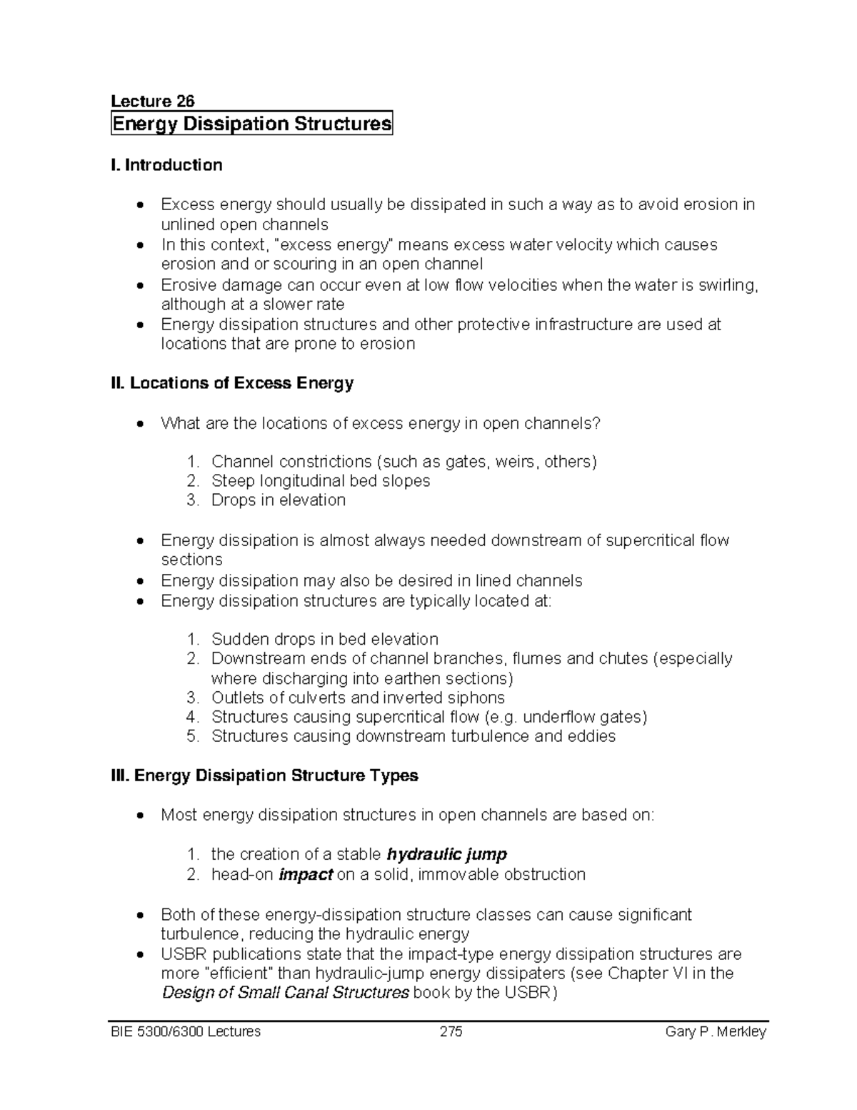 26 energy dissipation structures - Lecture 26 Energy Dissipation ...