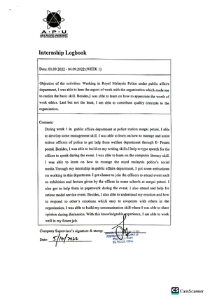 Part 1 Submission - internship use - Items √ for yes and X for no ...