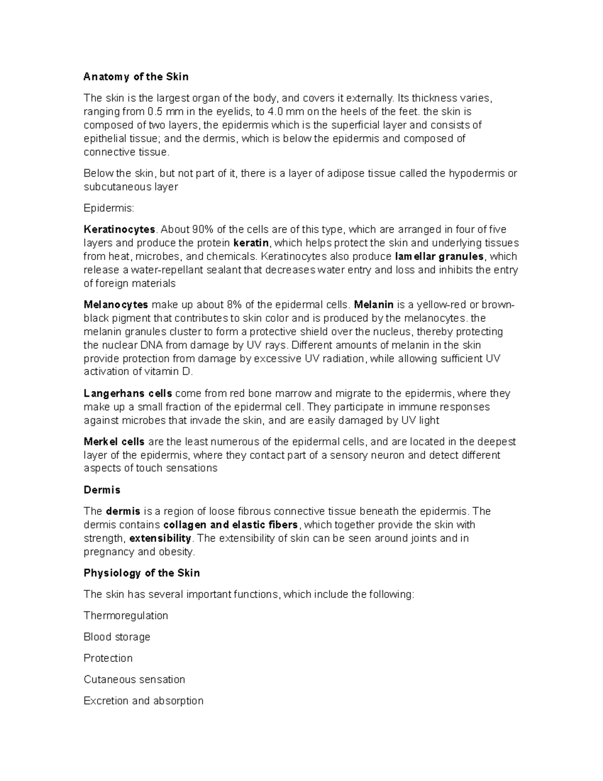 Anatomy of the Skin - asdfs - Anatomy of the Skin The skin is the ...